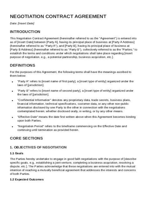 Negotiation Contract Template Fill Out And Sign Online Dochub