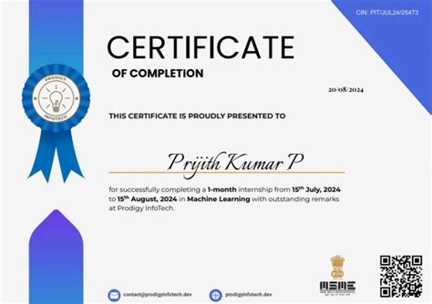 Prijith Kumar On Linkedin Prodigyinfotech Machinelearning