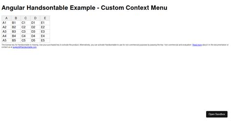 Handsontable Angular Examples CodeSandbox