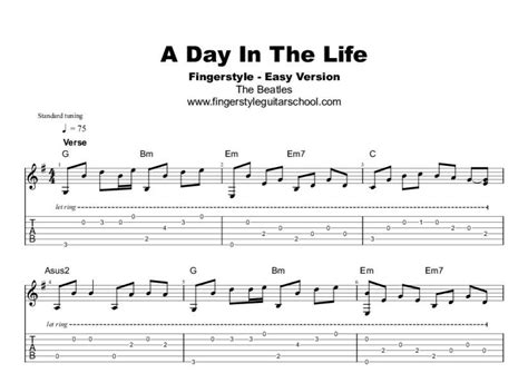 A Day In The Life Easy Fingerstyle For Beginners Tab Fingerstyle School