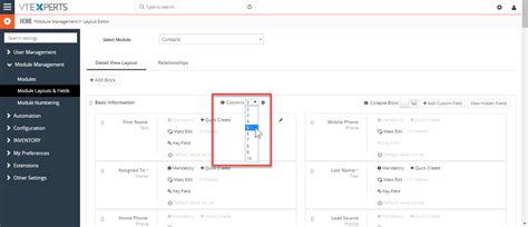 Multi Columns Blocks Vtiger Experts