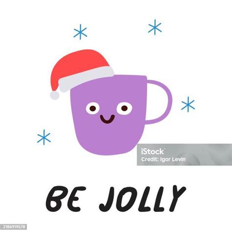 문구 즐거워하십시오 산타의 모자를 쓴 재미 있는 작은 컵 12월에 대한 스톡 벡터 아트 및 기타 이미지 12월 개념 개념과 주제 Istock