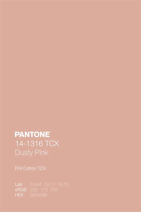 Pantone 14 1316 Tcx Dusty Pink Color Code Lab Srgb Hex Pantone Color