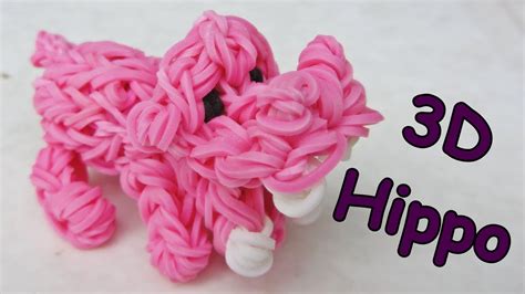 Rainbow Loom 3d Hippo Charm How To Make With Loom Bands Youtube