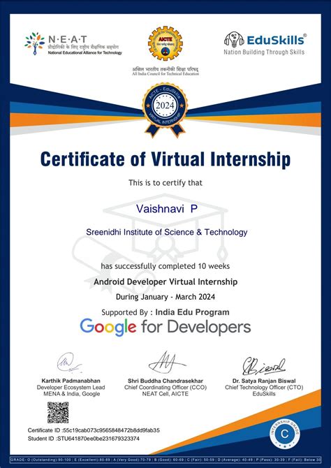 Vaishnavi P On Linkedin I Have Successfully Completed An Android Developer Internship👍👍🙏