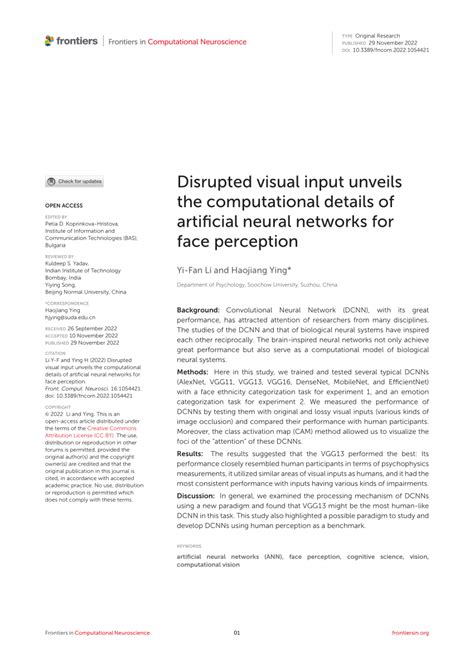 Pdf Disrupted Visual Input Unveils The Computational Details Of