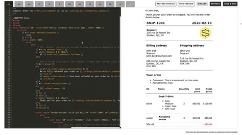 Email Templates Basics Snipcart Documentation