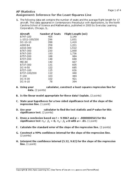 Inference For The Least Squares Line Pdf Regression Analysis Linear Regression