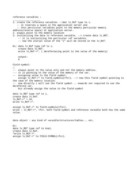 Diff Fieldsymbol Vs Data Reference Varibles Pdf
