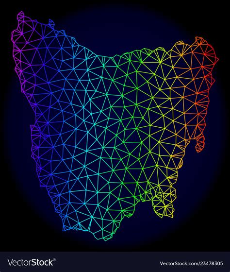 Polygonal Wire Frame Spectrum Mesh Map Royalty Free Vector