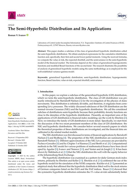 Pdf The Semi Hyperbolic Distribution And Its Applications