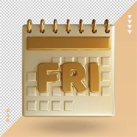Premium Psd 3d Icon Calendar Friday Rendering Front View