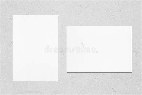 Two Empty White Vertical And Horizontal Rectangle Poster Mockups Stock