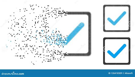 Dissolved Pixelated Halftone Checkbox Icon Stock Vector Illustration