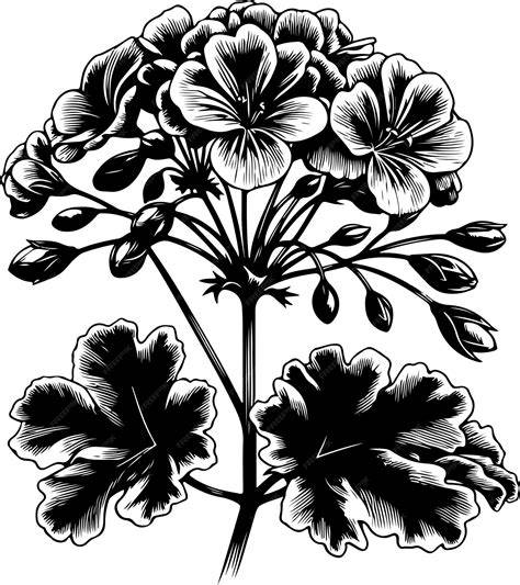 Premium Vector Geranium Black Outline Vector Illustration