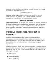 Inductive And Deductive Reasoning Docx Logic Can Be Branched Out Into Two Broad Methods Of