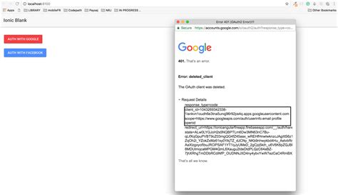 Ionic3 Error Deletedclient The Oauth Client Was Deleted Stack
