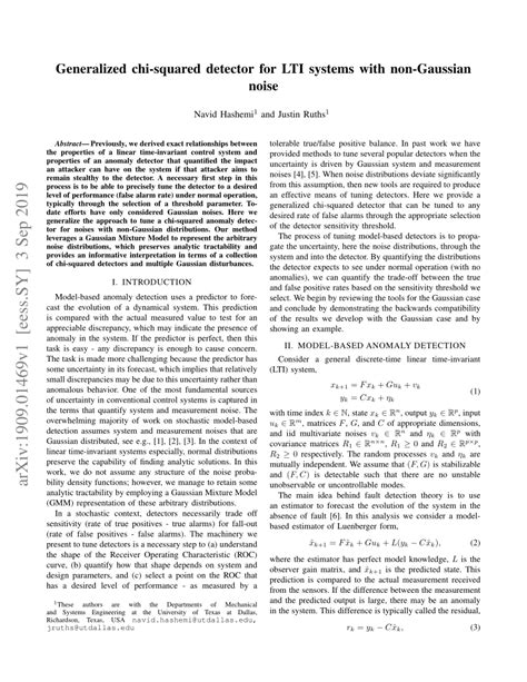 Pdf Generalized Chi Squared Detector For Lti Systems With Non