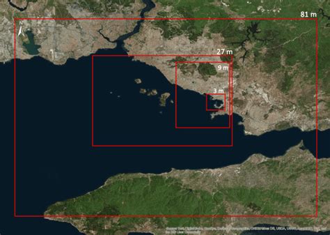 Nested Domains For Tsunami Numerical Modelling Red Rectangles Show The