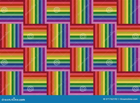 3d Rendering Retro Lgbt Rainbow Mosaic Color Style Square Tile Pattern