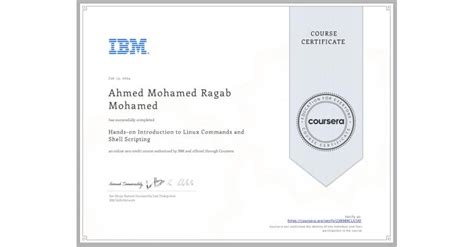 completion of linux commands and shell scripting course ahmed ragab