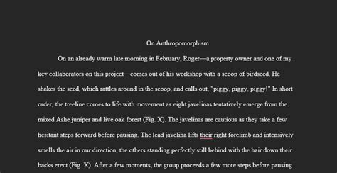 Dissertation Update “on Anthropomorphism” Anthropology 365