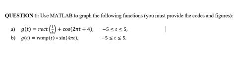 Solved QUESTION Use MATLAB To Graph The Following Chegg Com