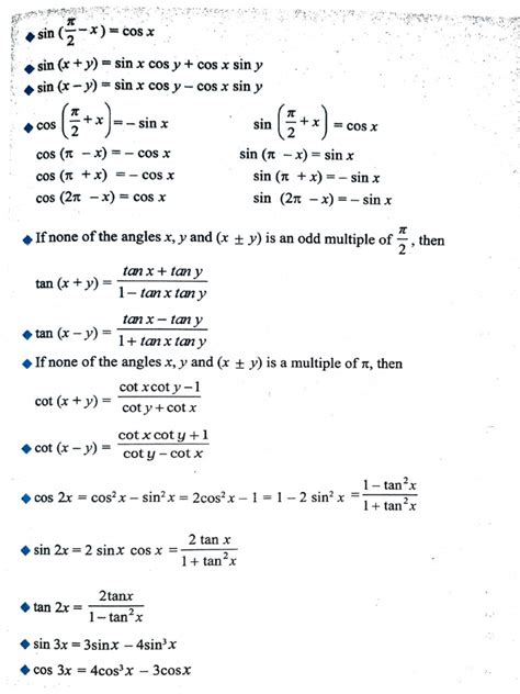 Trignometry Identities Pdf