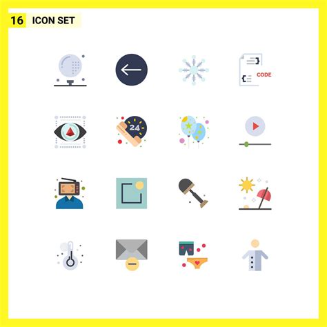 Group Of 16 Flat Colors Signs And Symbols For Gadget Document Flake Development Coding Editable