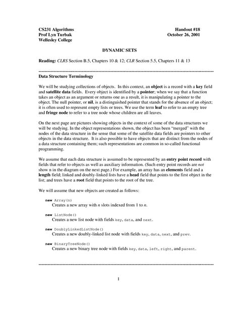 Handout 18 Dynamics Sets Fundamental Algorithms Cs 231 Docsity