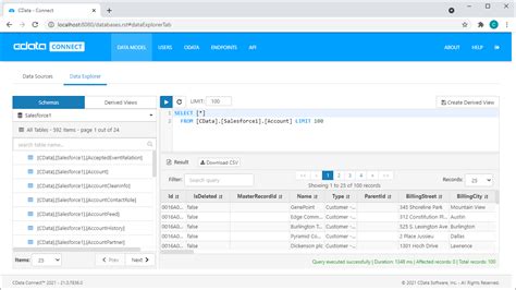 cdata connect derived views and query federation