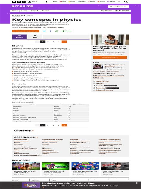 Si Units Key Concepts In Physics Edexcel Gcse Physics Single Science Revision Edexcel
