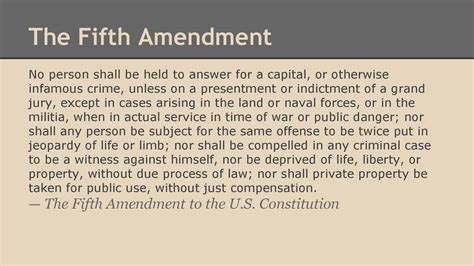 The Bill Of Rights The Fifth Amendment Ppt Download