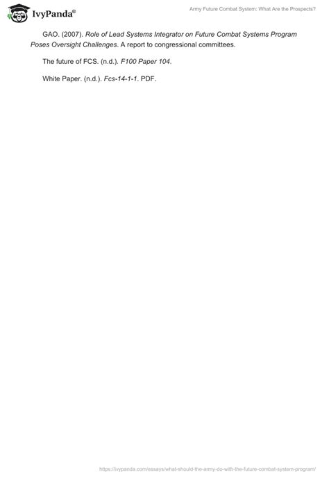 Army Future Combat System What Are The Prospects 582 Words Essay