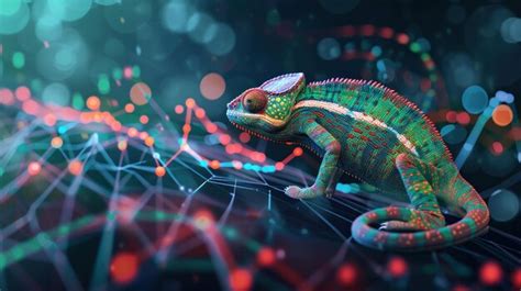 premium photo a chameleon blending into a digital currency graph