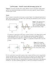 RC Lab With Alternating Current Pdf Lab Procedure The RC Circuit With Alternating Current AC
