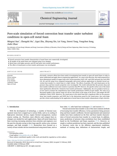 Pore Scale Simulation Of Forced Convection Heat Transfer Under