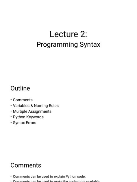 Lecture 2 Programming Syntax Pdf Reserved Word Scope Computer