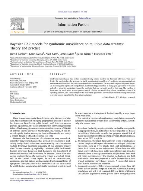Pdf Bayesian Car Models For Syndromic Surveillance On Multiple Data Streams Theory And