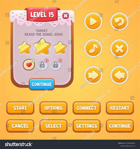 game ui kit menu popup screens stock vector royalty free 2192064041