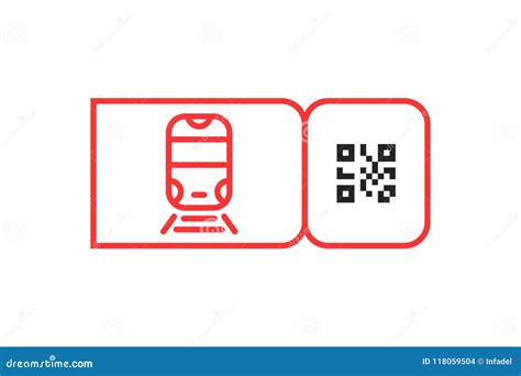 Red Metro Ticket Icon With Qr Code Stock Vector Illustration Of Boarding Barcode