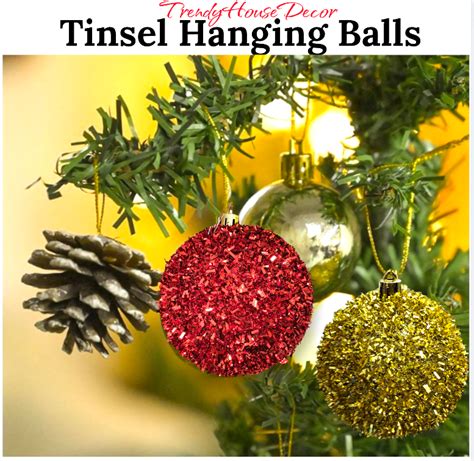 8cm10cm12cm15cm Tinsel Christmas Hanging Balls Shining Big Christmas