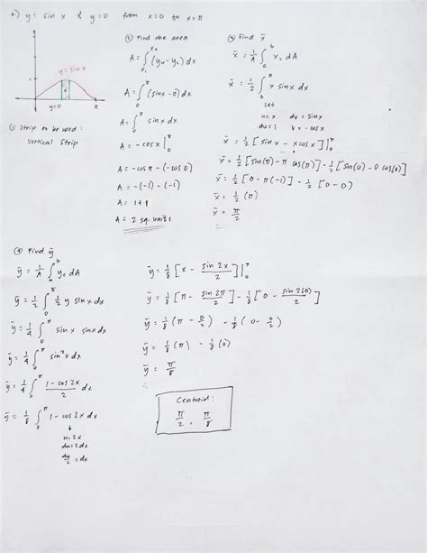 Solution Integral Calculus Practice Quiz Centroid Of Plane Area Ateneo De Davao University