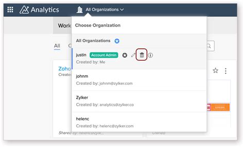 Managing Organizations L Zoho Analytics Help