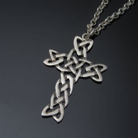 Handcrafted Sterling Silver Celtic Cross Silver Cross Pendant Irish