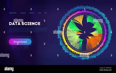 Bright Data Science Visualization On Navy Background Stock Vector Image