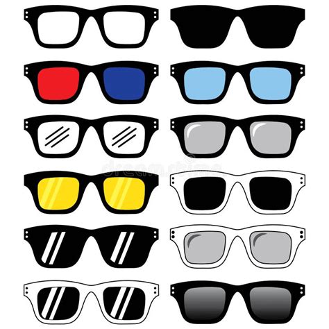 Cinema Style Beach Square Glasses Black Yellow Blue Vect Stock Vector Illustration Of Hipster