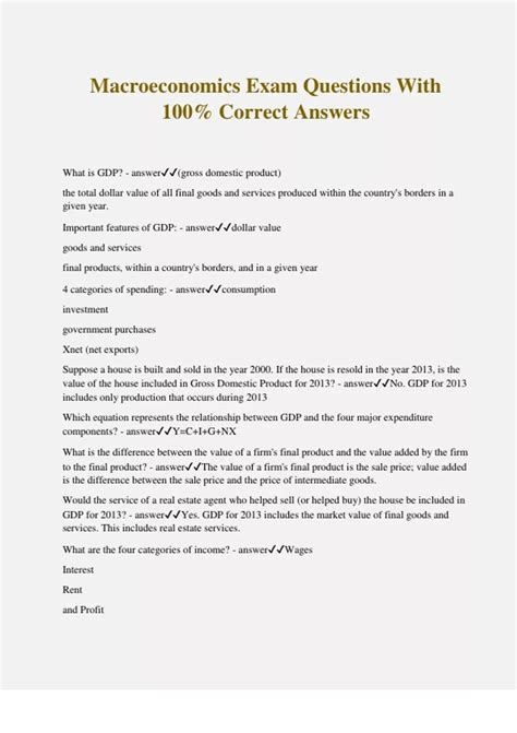 Macroeconomics Exam Questions With 100 Correct Answers