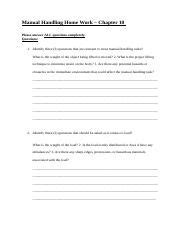 Essential Questions For Manual Handling Tasks Weight Course Hero