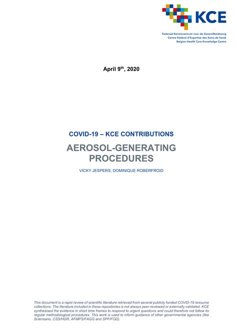 Pdf Aerosol Generating Procedures Covid 19